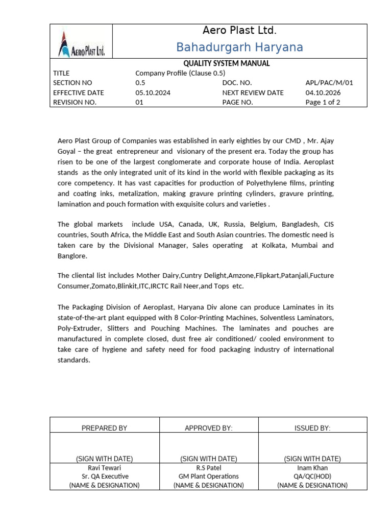 QM 0.5 Company Profile | PDF | Business