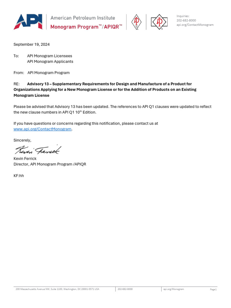API - Advisory 13 - Q1 10th Edition - Updated Notification - September ...