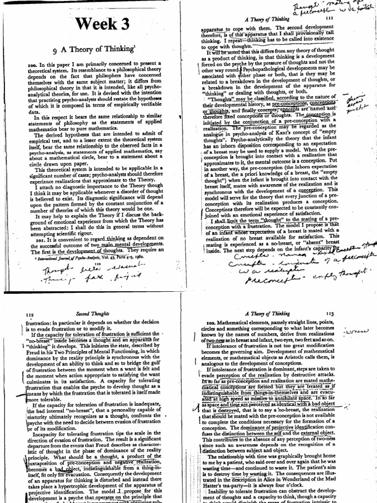 BION a Theory of Thinking (1) | PDF