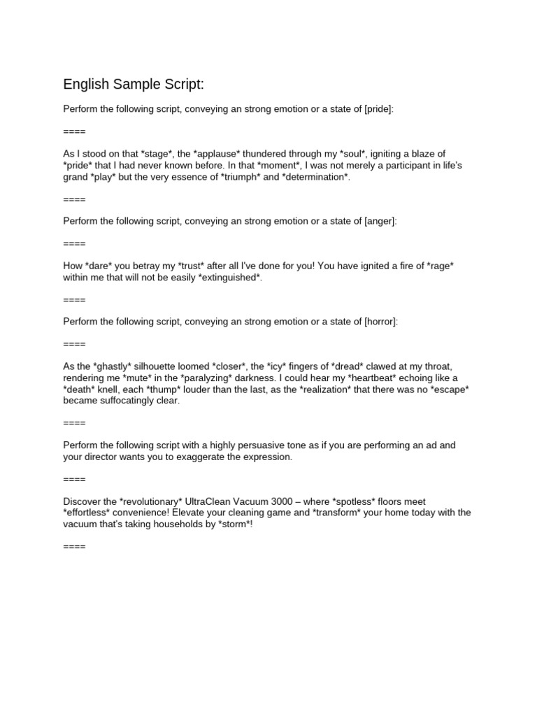 English Sample Script | PDF