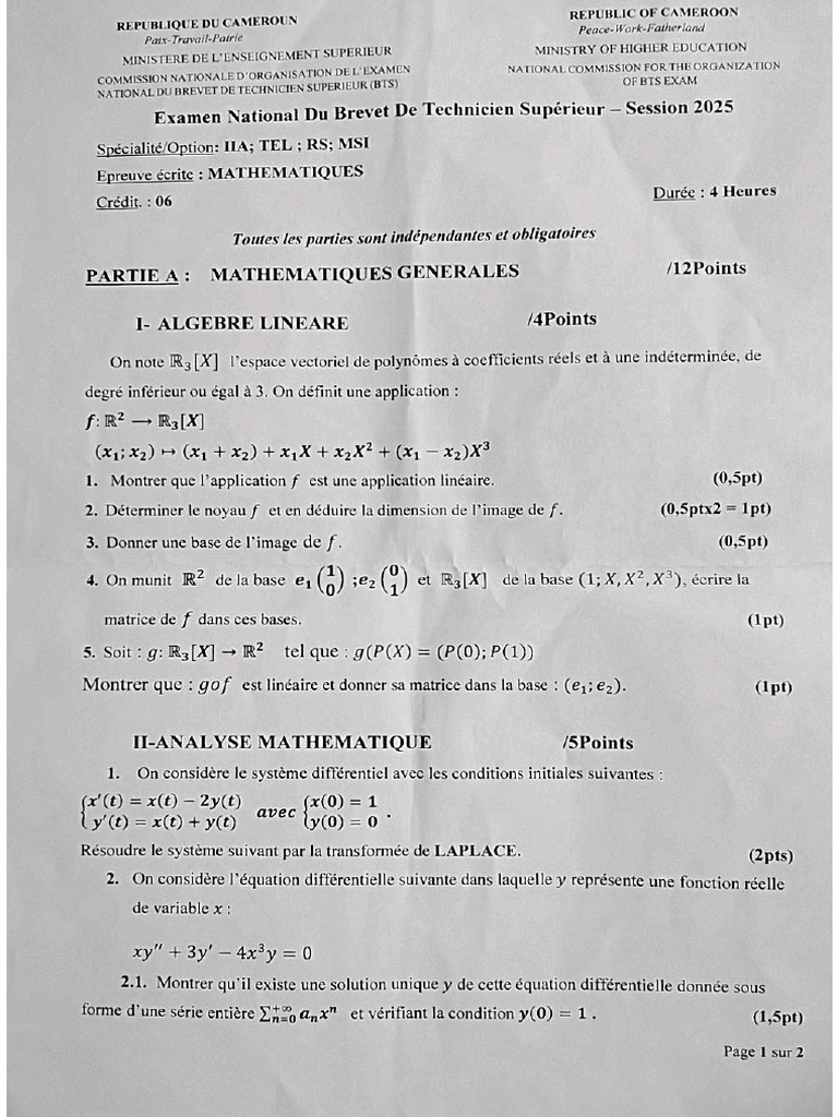 Bts Maths 2025 | PDF