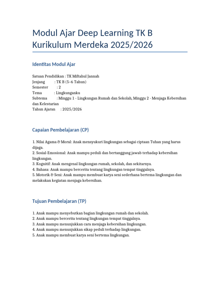 Modul Ajar Deep Learning TK B 2025 | PDF
