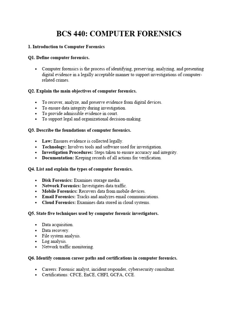 BCS 440 Computer Forensics Rev. | PDF | Computer Forensics | Digital ...