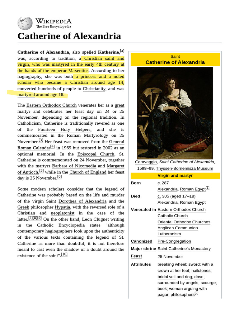 Saint Catherine of Alexandria: Martyr and Scholar | PDF