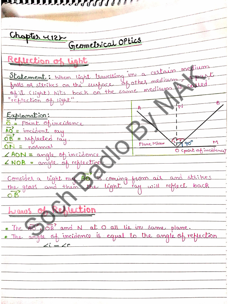 Physics Geometrical Optics Watermark | PDF