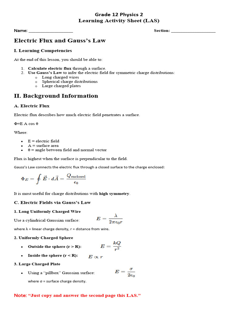 LAS4 Physics Electric Field | PDF | Flux | Physical Phenomena