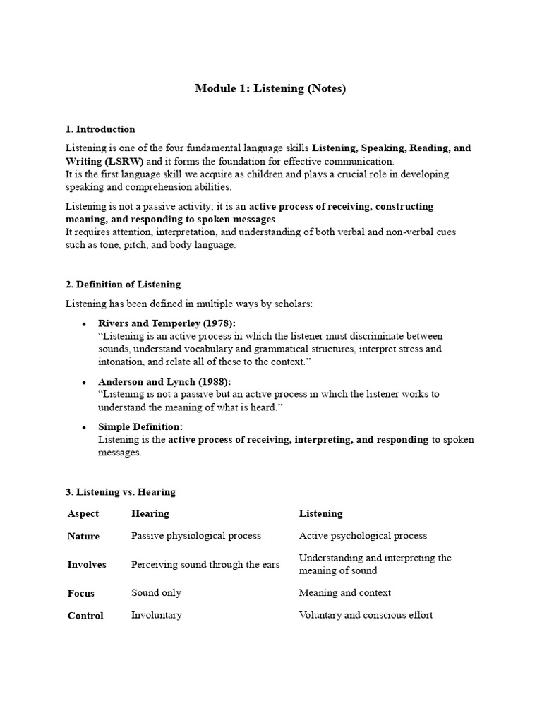 Listening Notes 1 | PDF | Sound | Communication
