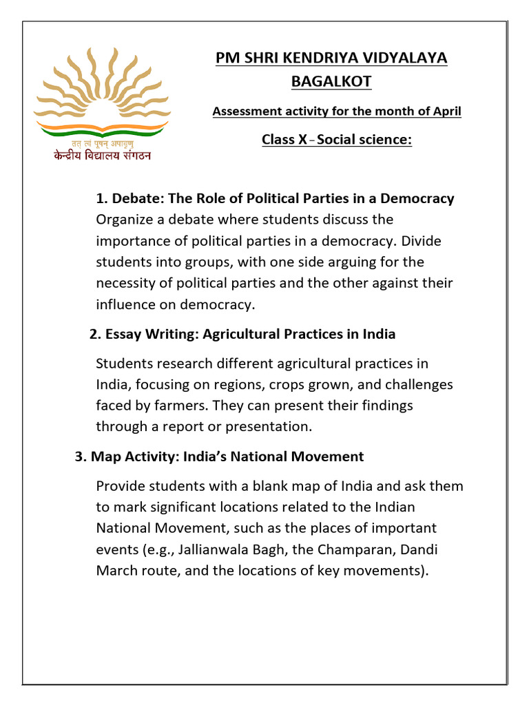 April SST-10th Assessment Activities | PDF