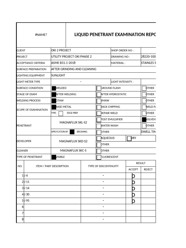 Liquid Penetrant Examination Report | PDF | Welding | Construction