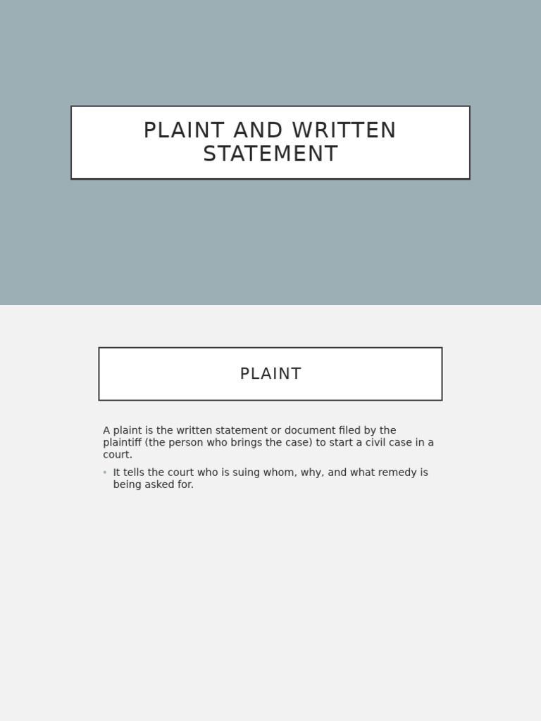Plaint and Written Statement | PDF | Lawsuit | Cause Of Action