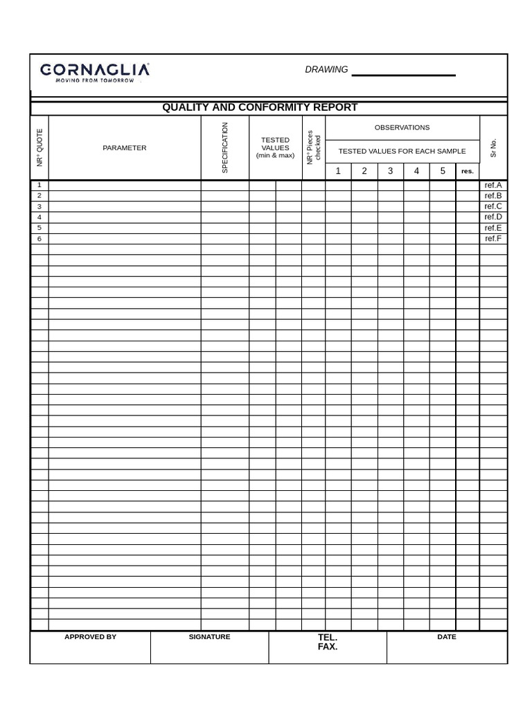Quality and Conformity Report: Drawing | PDF