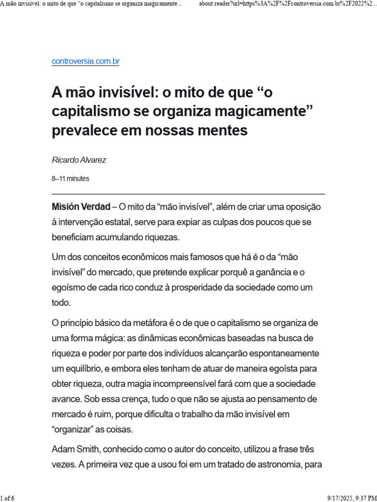 2.a Mao Invisivel. o Mito de Que __o Capitalismo Se Organiza Magicament ...