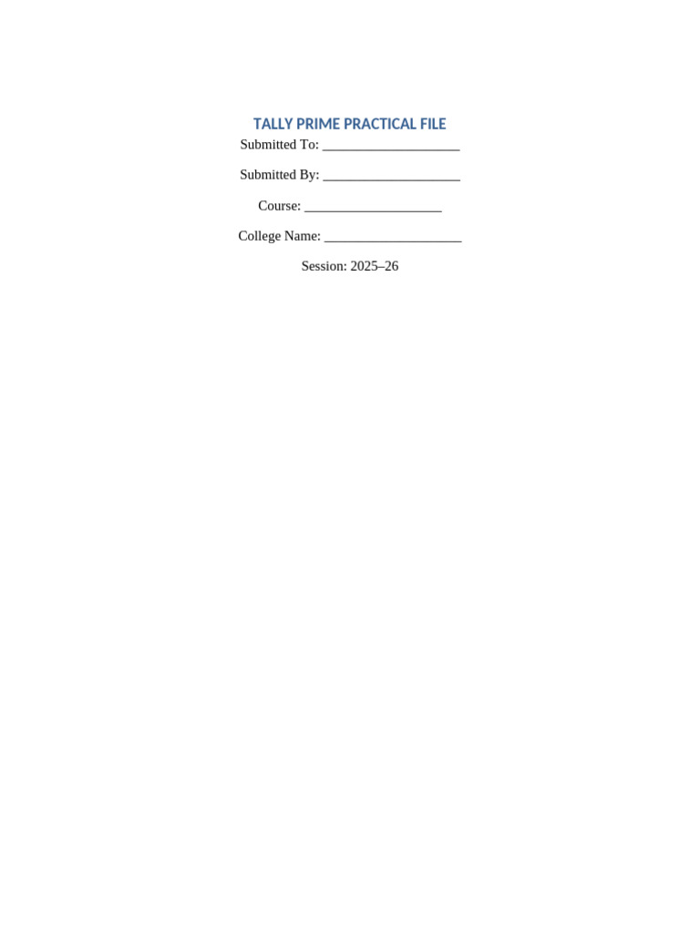 Tally Prime Practical File | PDF | Bookkeeping