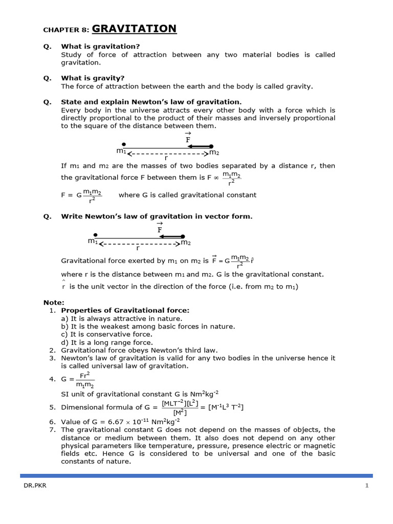 Gravitation | PDF | Newton's Law Of Universal Gravitation | Force