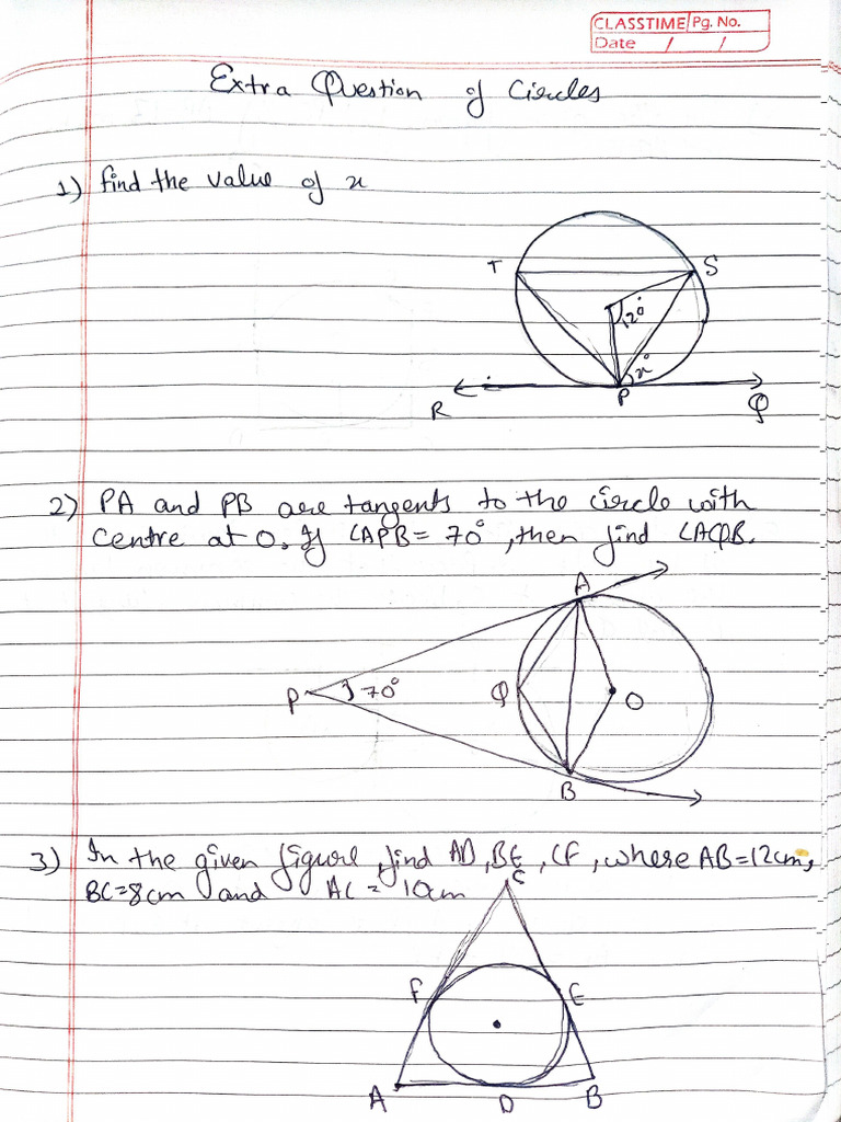 Extra Questions (Circles) | PDF