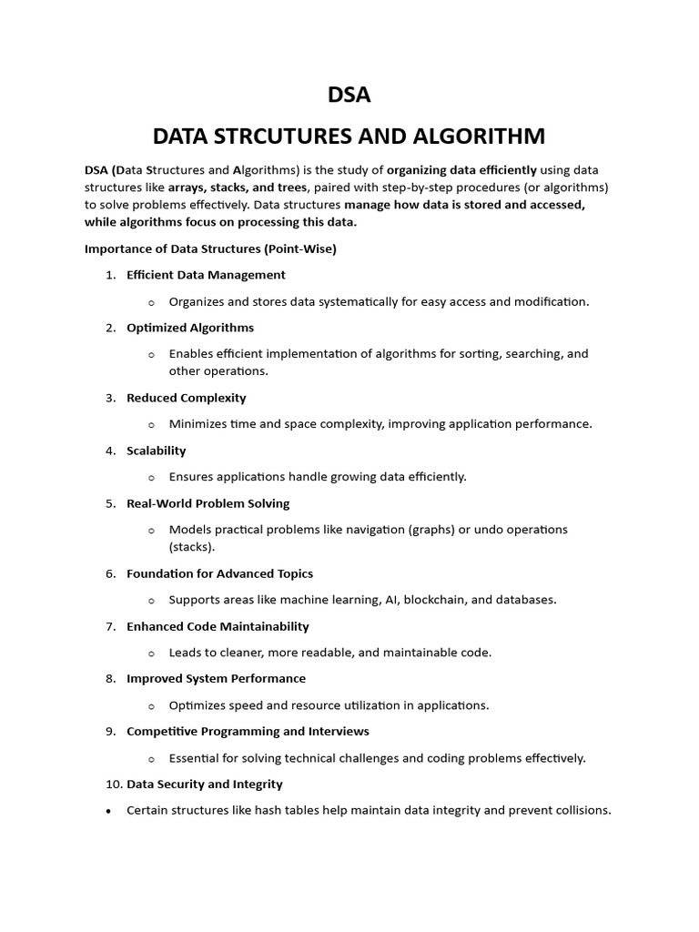Data Structures and Algorithms Overview | PDF | String (Computer ...