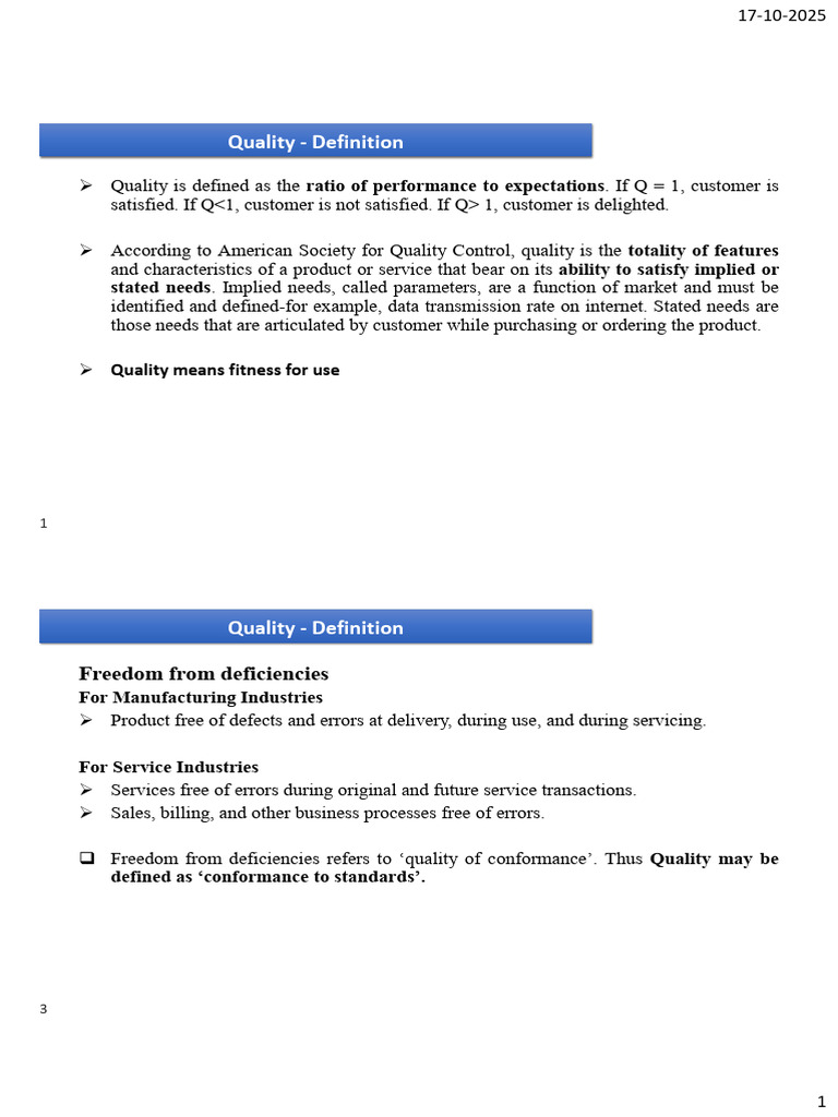 Understanding Quality: Definitions & Dimensions | PDF | Quality ...