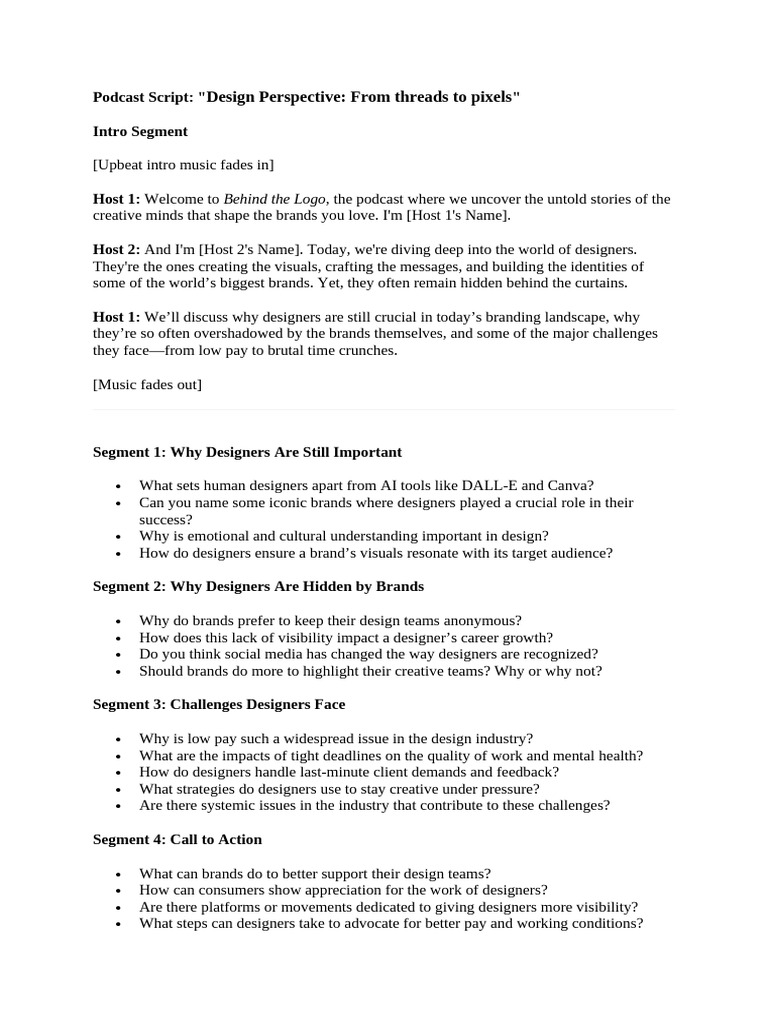 Designer Podcast Script | PDF | Brand | Communication