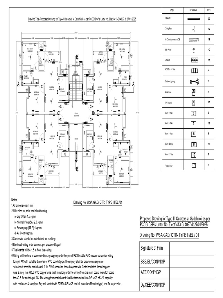 Type-III Quarters at Gadchiroli | PDF | Electrical Wiring | Power ...