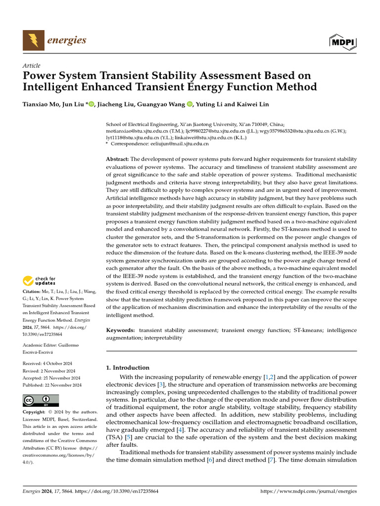 Intelligent Transient Stability Assessment | PDF | Stability Theory ...