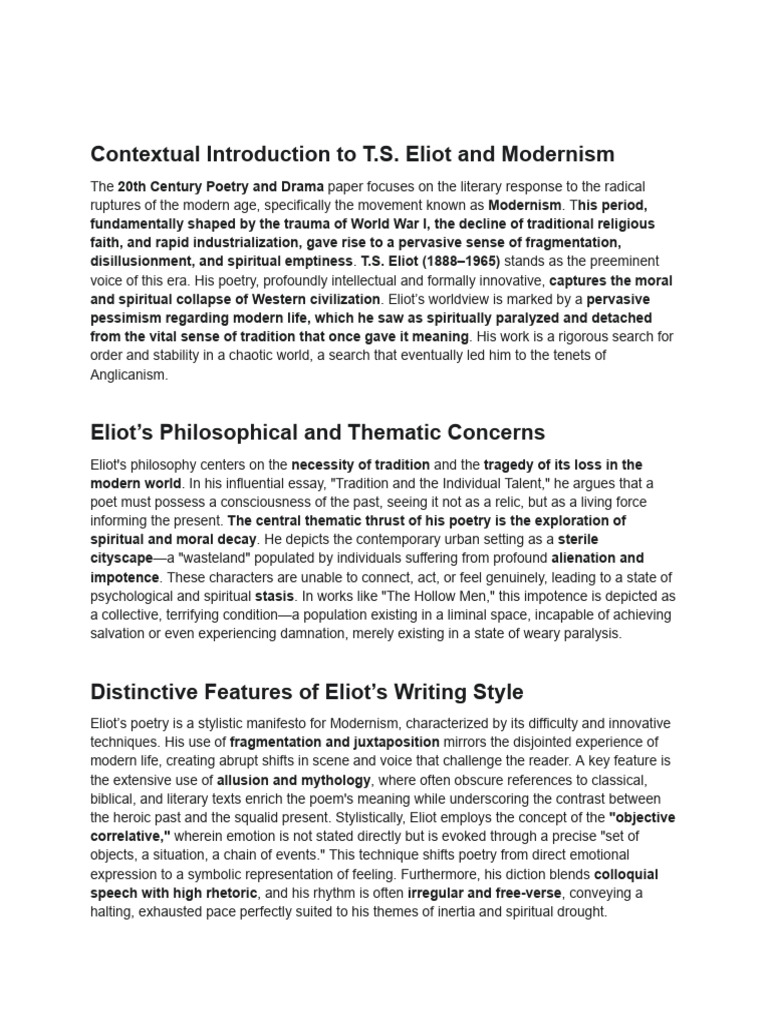 TS Eliot | PDF | T. S. Eliot | Poetry