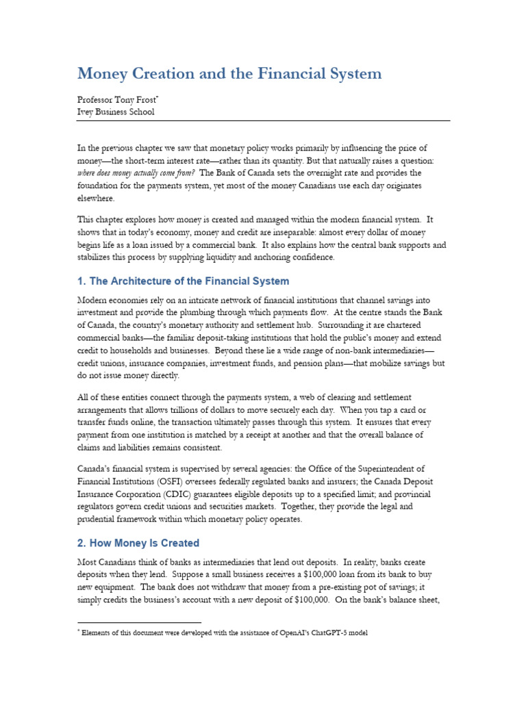 Understanding Money Creation in Canada | PDF | Money Supply | Money