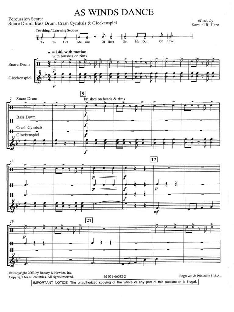 As Winds Dance - Percussion Score | PDF