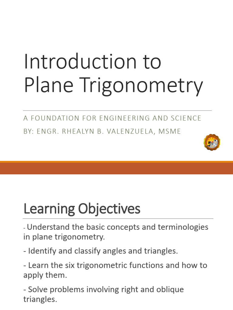 Plane Trigonometry Basics for Engineering | PDF | Trigonometry ...