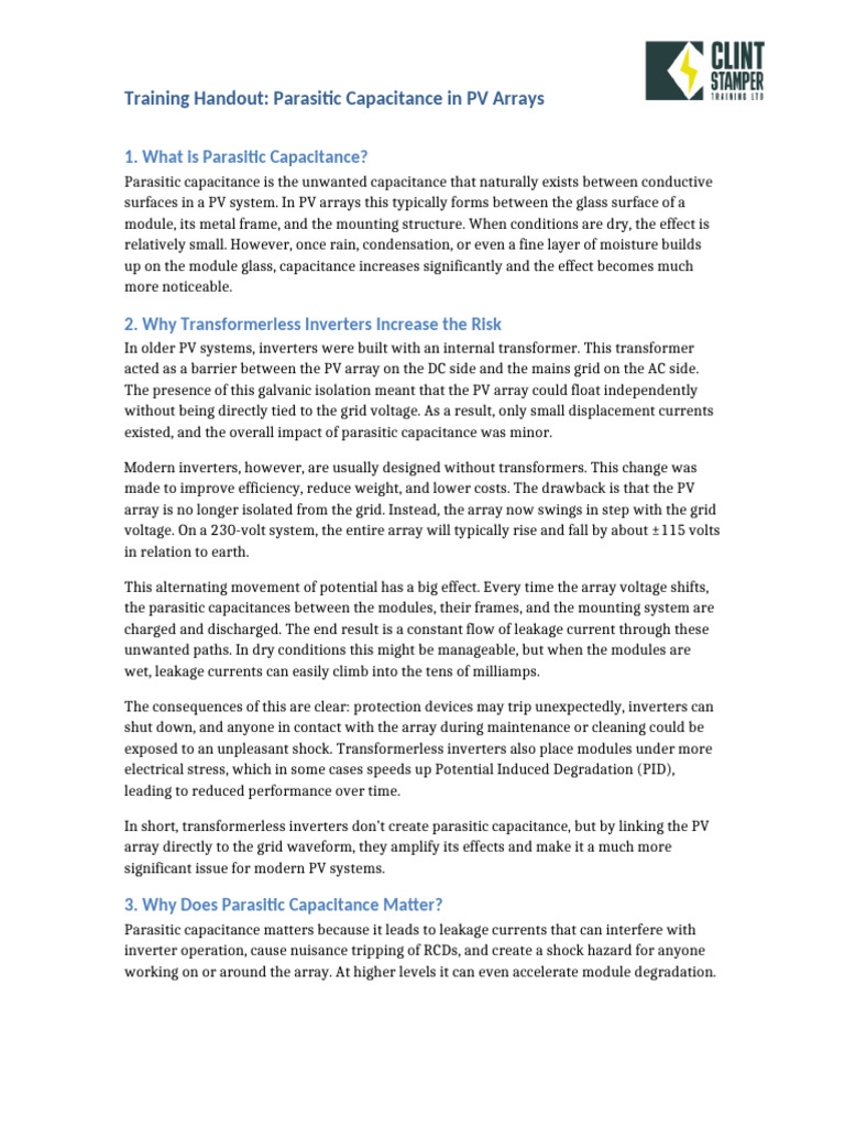 Parasitic Capacitance Training Handout | PDF | Photovoltaics | Power ...
