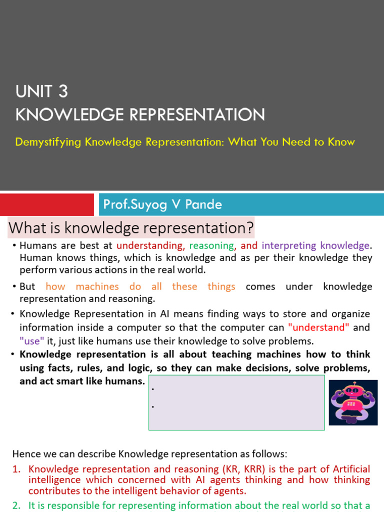 Funit-3 Knowledge Representation | PDF | Logic | Inference
