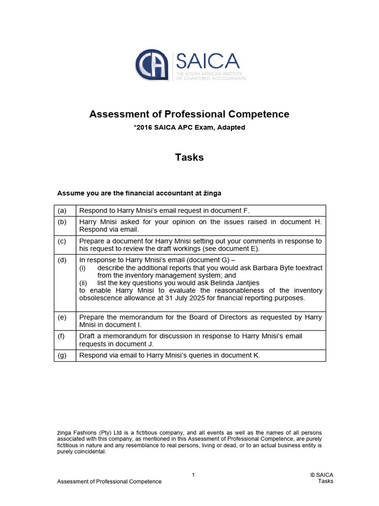 APC Mock Exam 3 - Tasks | PDF
