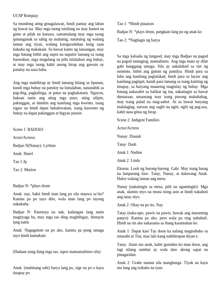 UCSP-Roleplay SCRIPT | PDF