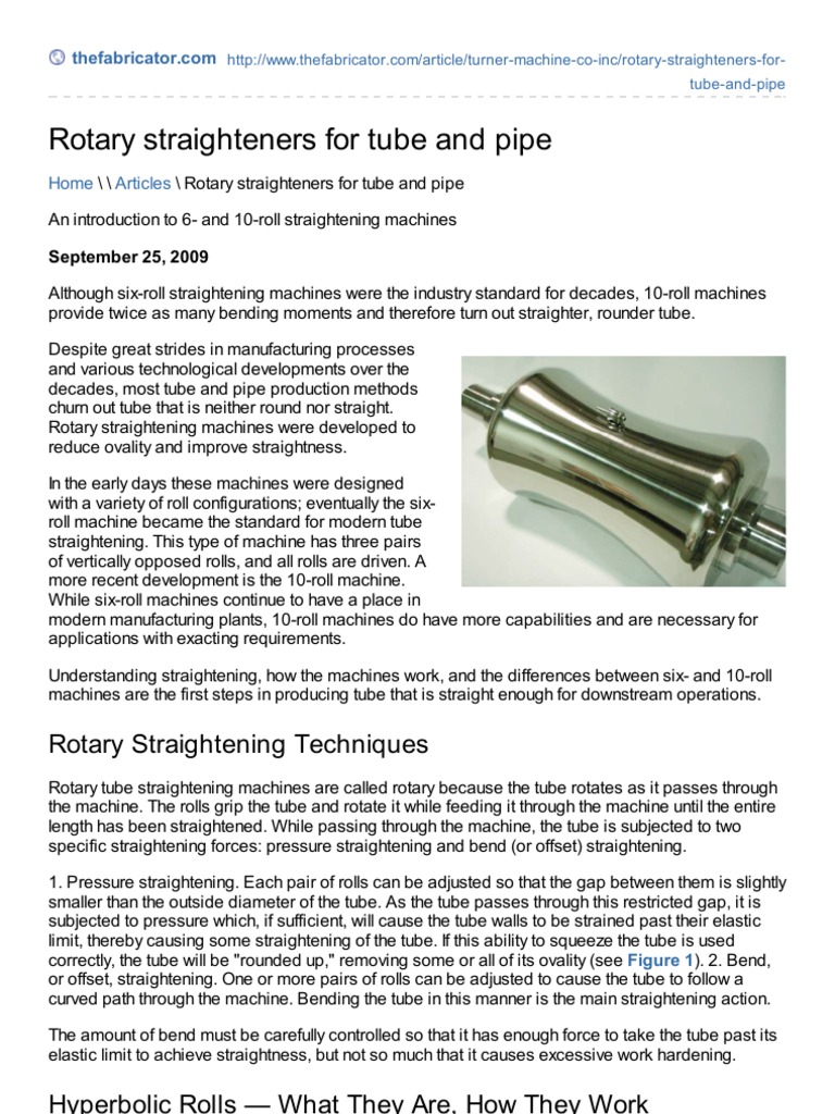 Rotary Straighteners For Tube and Pipe | PDF | Pipe (Fluid Conveyance ...