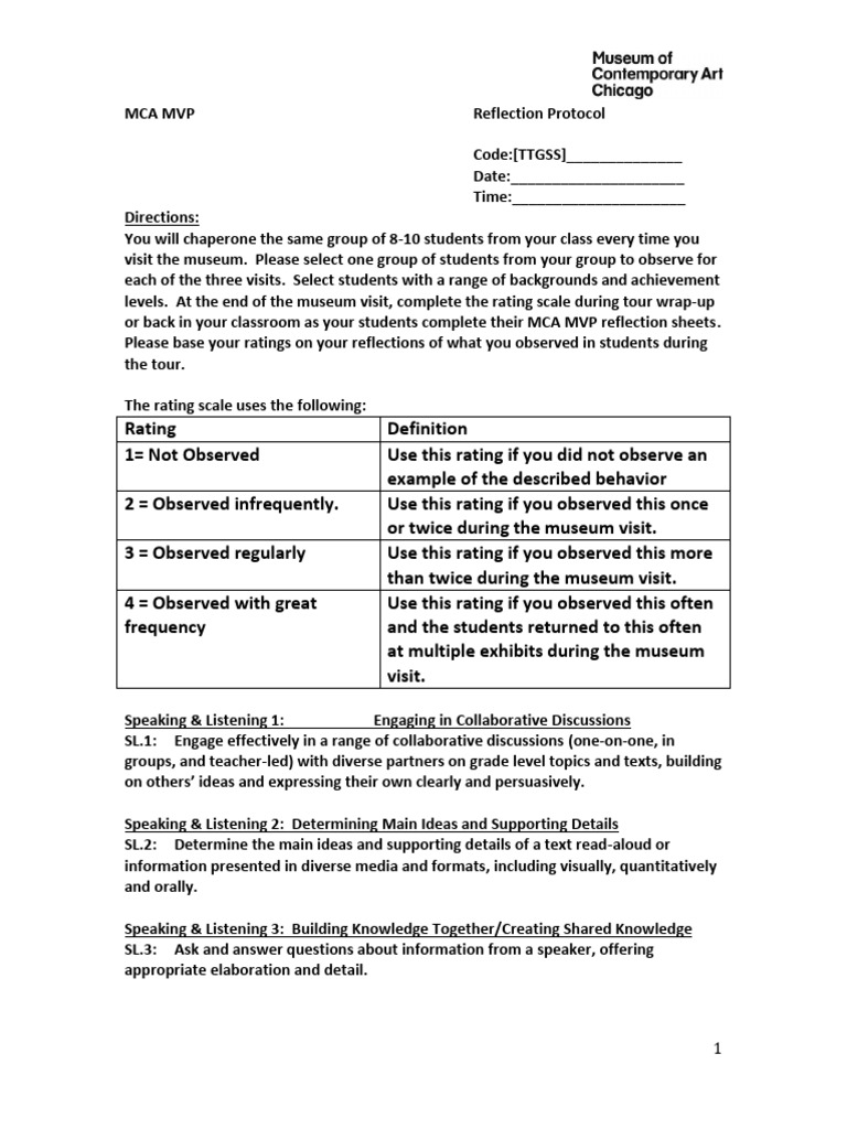 MCA Museum Visit Reflection Protocol | PDF | Body Language | Human ...