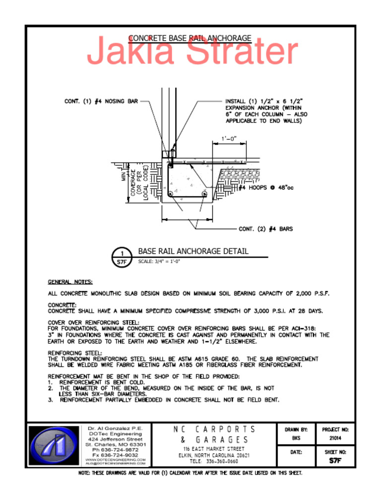 Concrete Base Rail Anchorage Detail | PDF