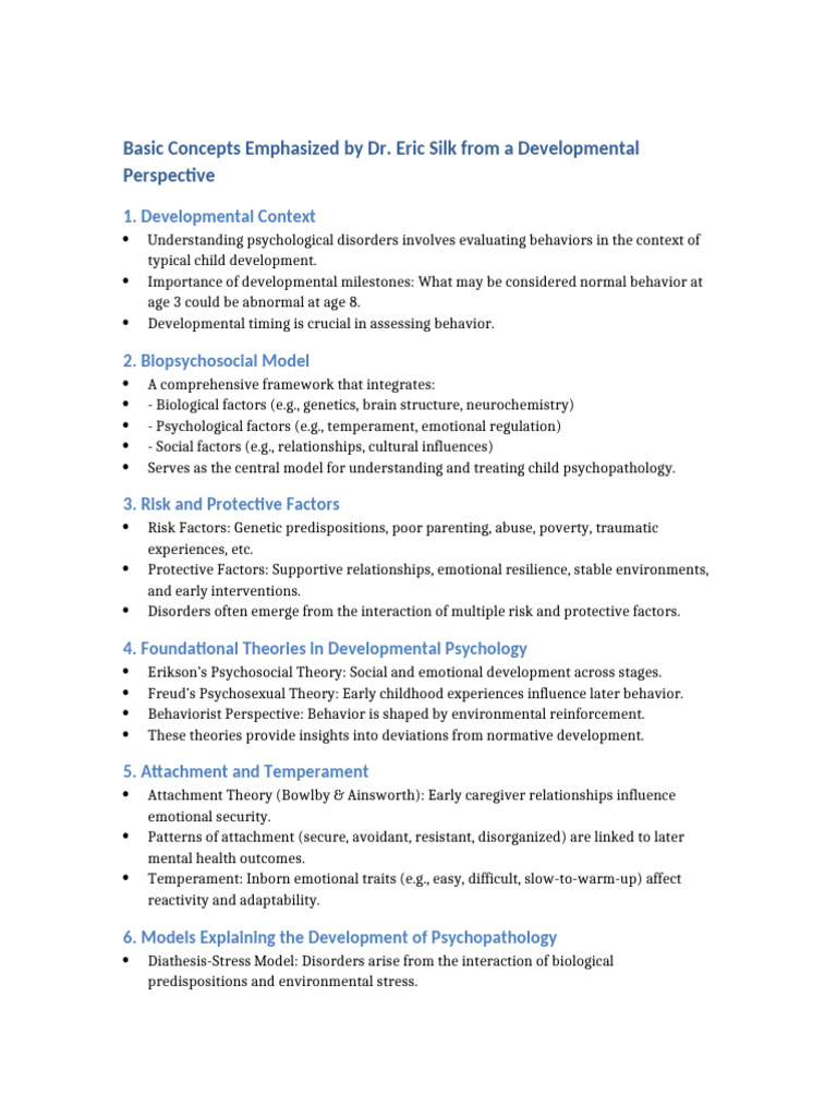 Basic Concepts Developmental Perspective DR Silk | PDF | Attachment ...