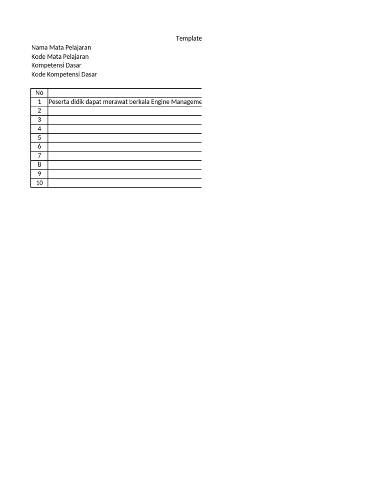 Template TP 46 Mata Pelajaran Pemeliharaan Mesin Kendaraan Ringan | PDF