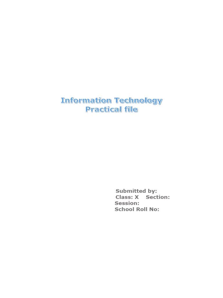 Information Technology Class 10 Practical File | PDF | Spreadsheet | Button (Computing)