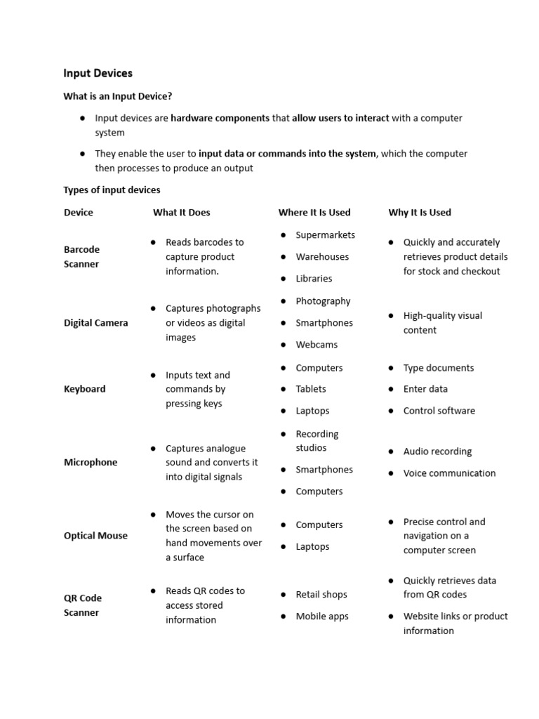 Input Devices Computer | PDF | Touchscreen | Barcode