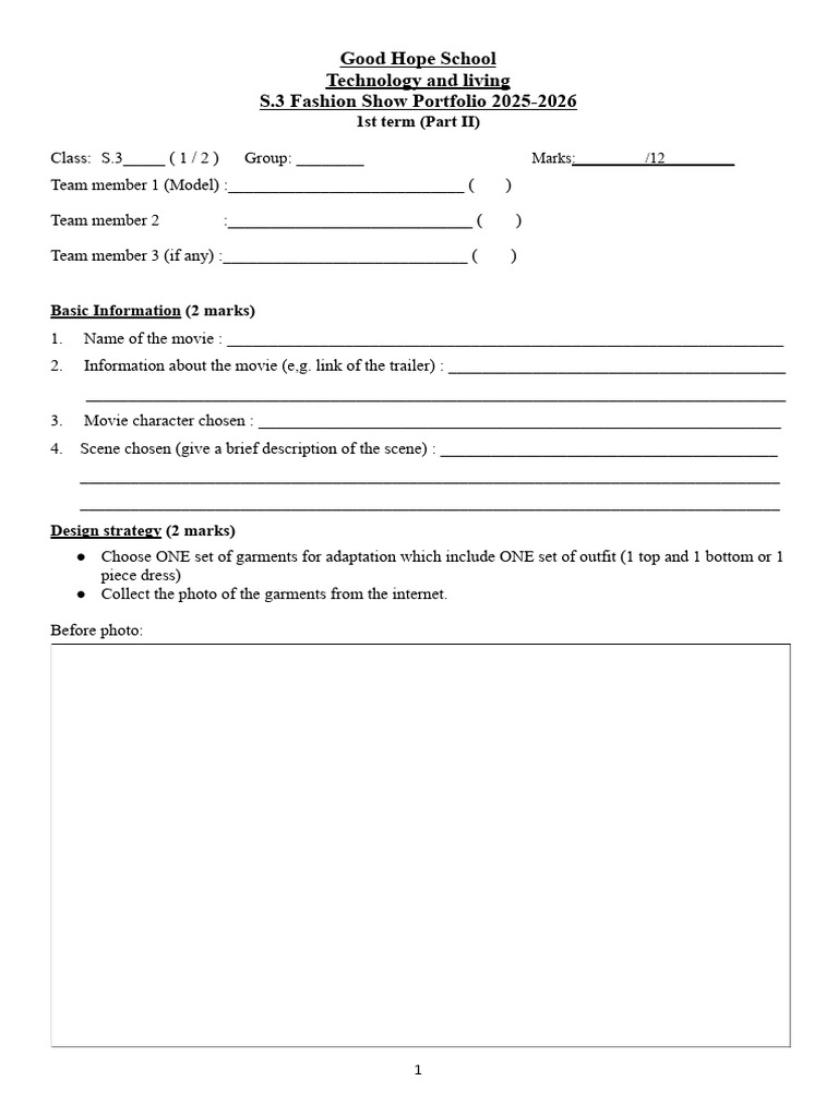 Fashion Show Portfolio 1st Term 25-26_Part II.docx | PDF