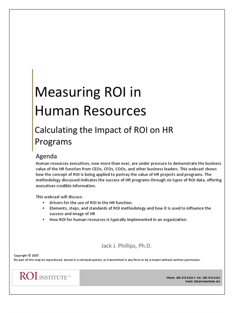Measuring - ROI in Human Resources | PDF | Return On Investment ...