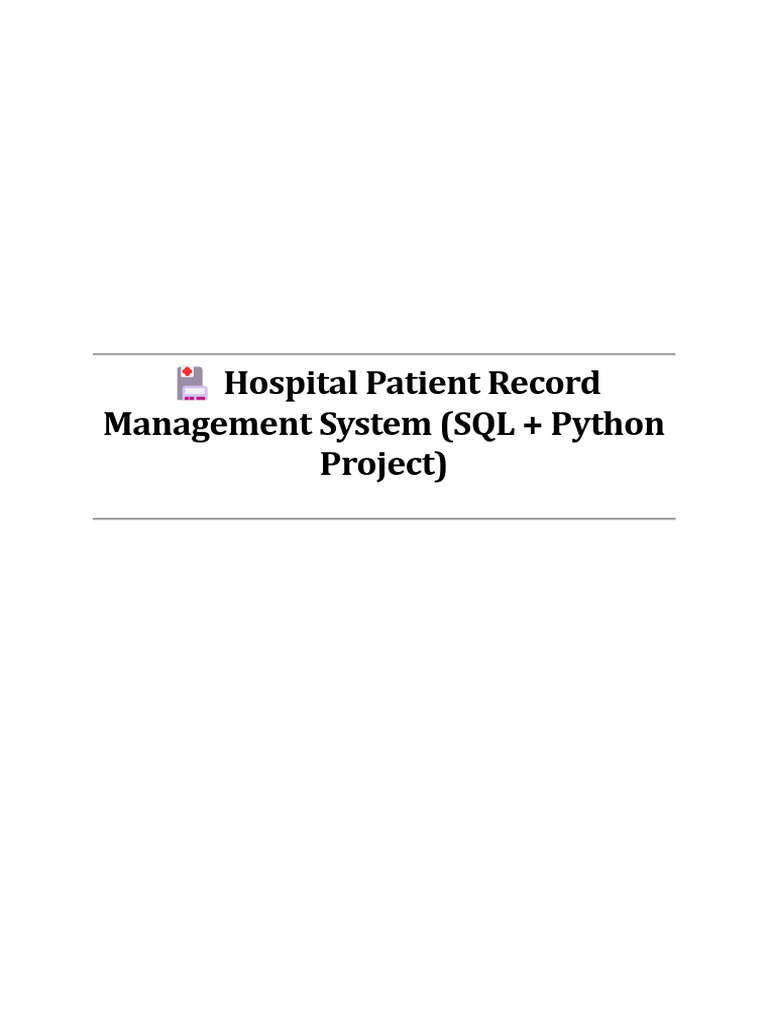 Hospital Patient Record System Project | PDF | Databases | My Sql