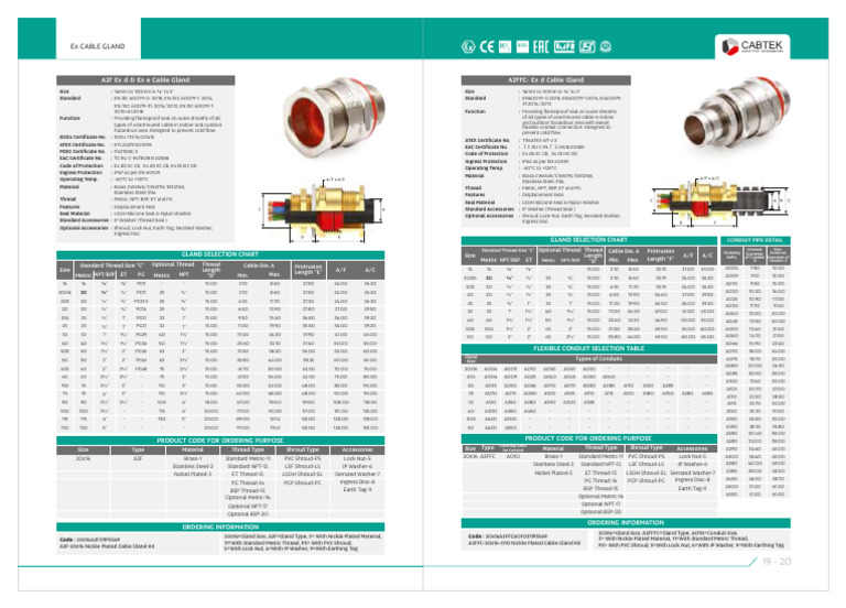 A2F Cable Gland Datasheet | PDF | Pipe (Fluid Conveyance) | Washer ...
