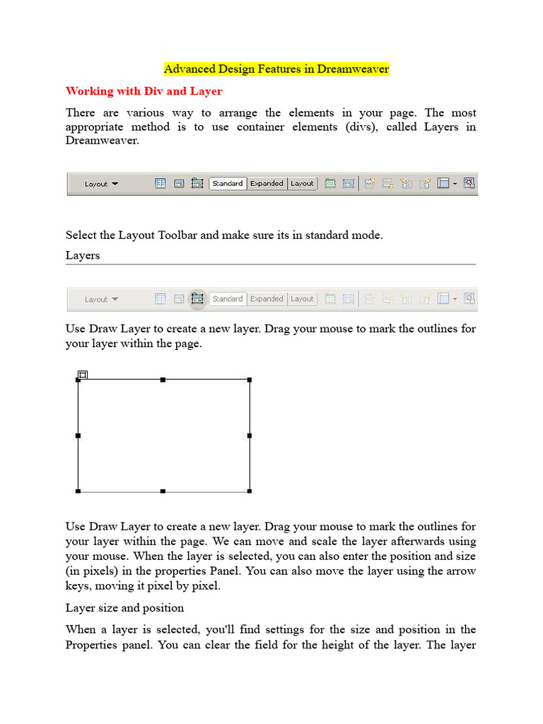 UNIT V - Advanced Design Features in Dreamweaver | PDF | Html Element ...