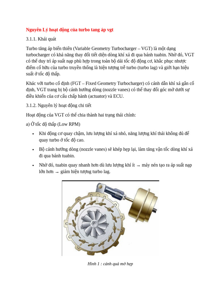 Nguyên Lý Ho T Đ NG C A Turbo Tang Áp VGT | PDF