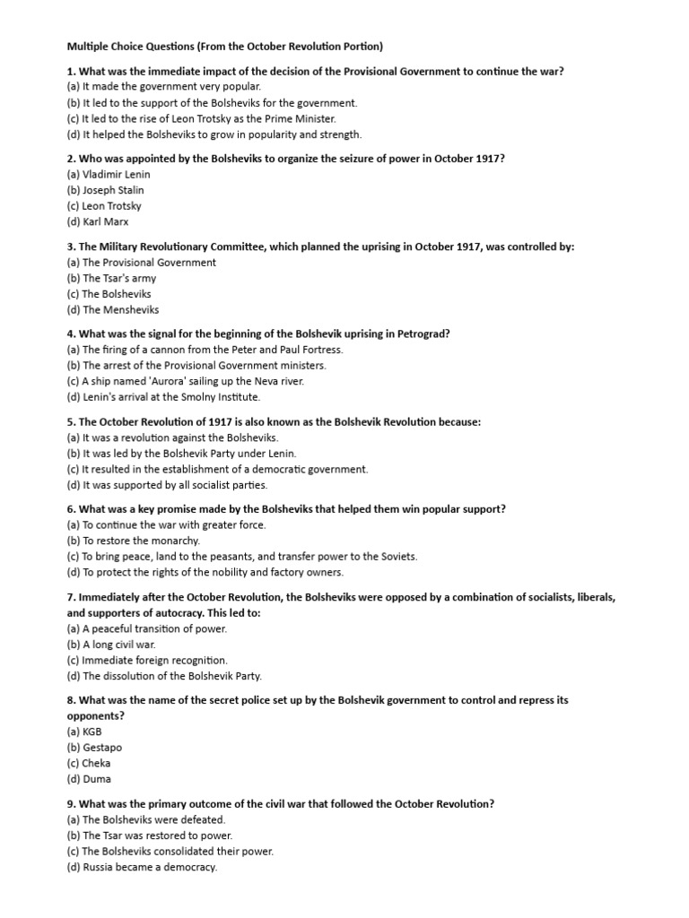 History Revision | PDF | Bolsheviks | Vladimir Lenin
