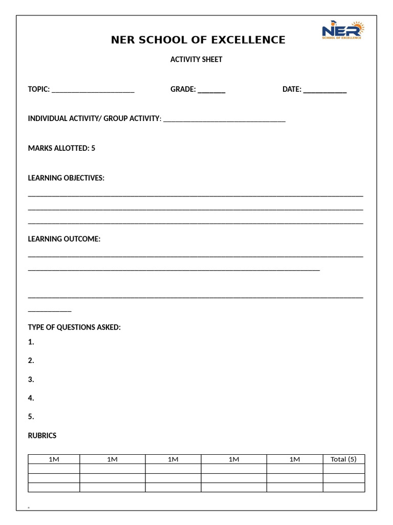 Activity Format Grade 1 To 9 | PDF