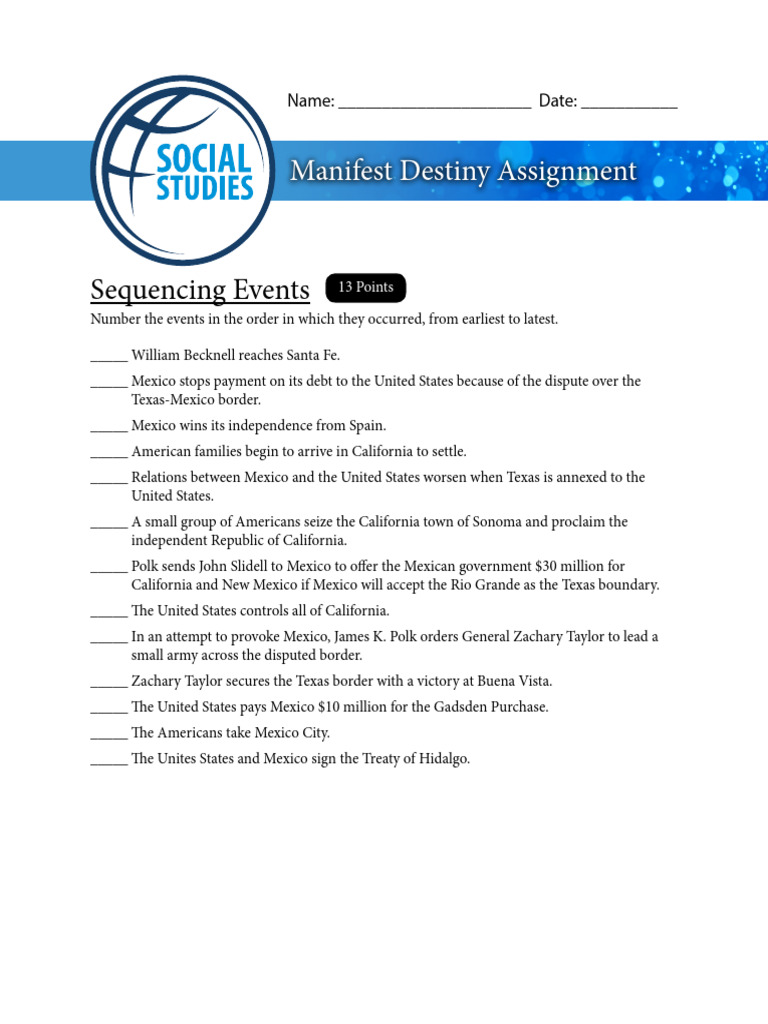 Ss7 Manifest Destiny Worksheet | PDF