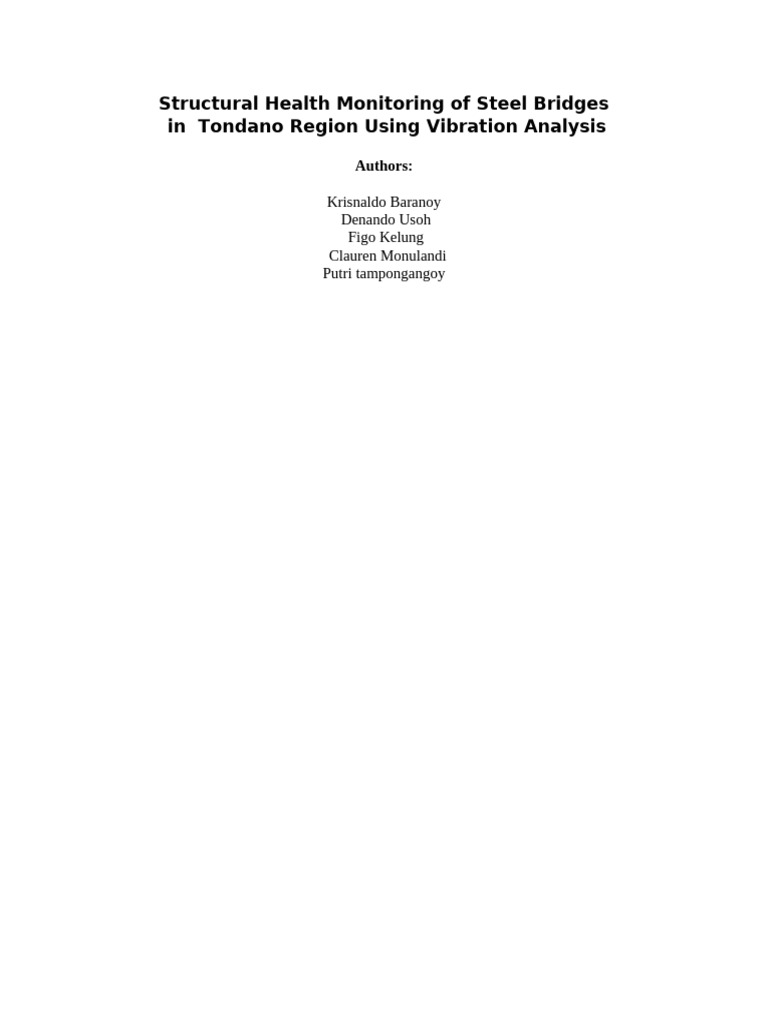 Structural Health Monitoring of Steel Bridges in the Tondano Region Using Vibration Analysis ...