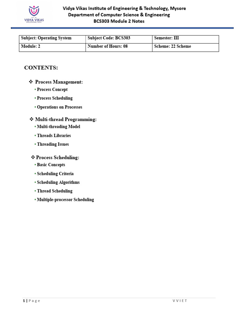 BCS303 Module-2 | PDF | Thread (Computing) | Scheduling (Computing)